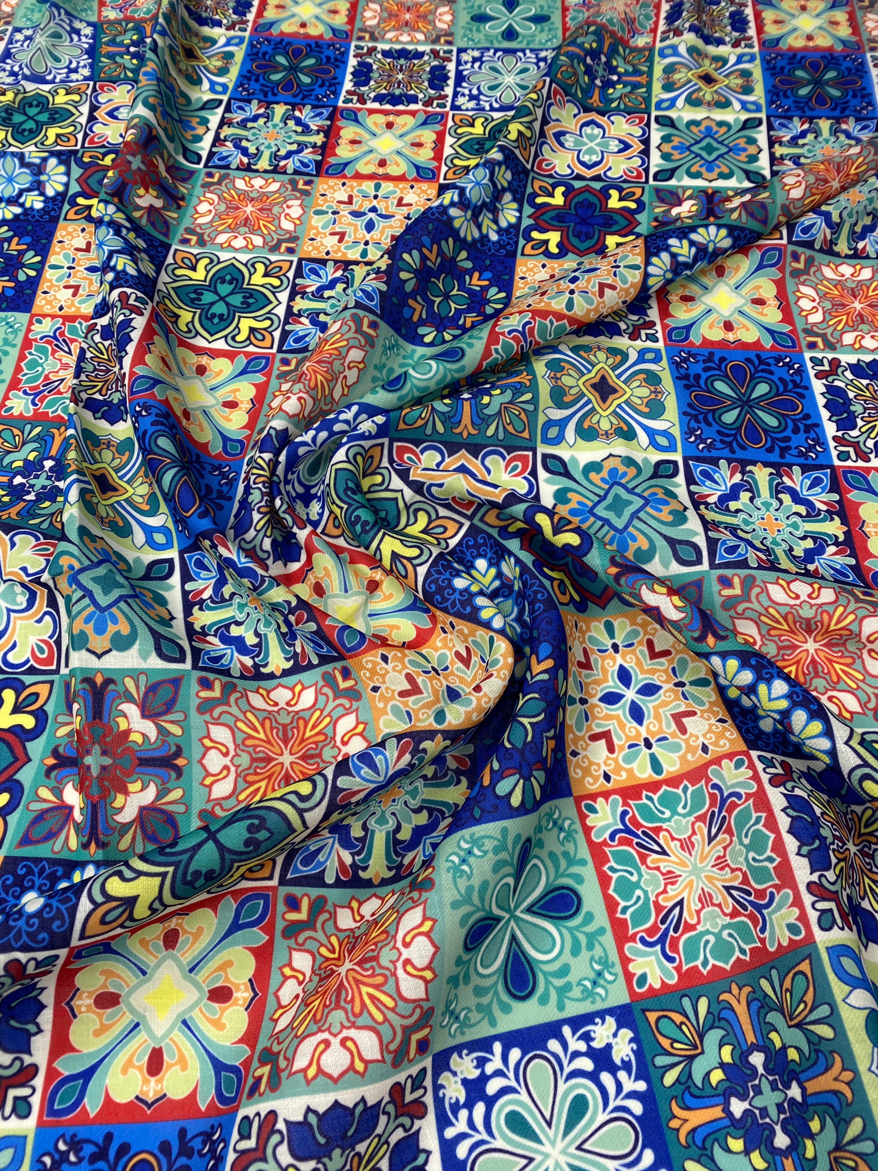 Tile Pattern Fabric – Fabric by Metre, Multiple Options for Sewing ...