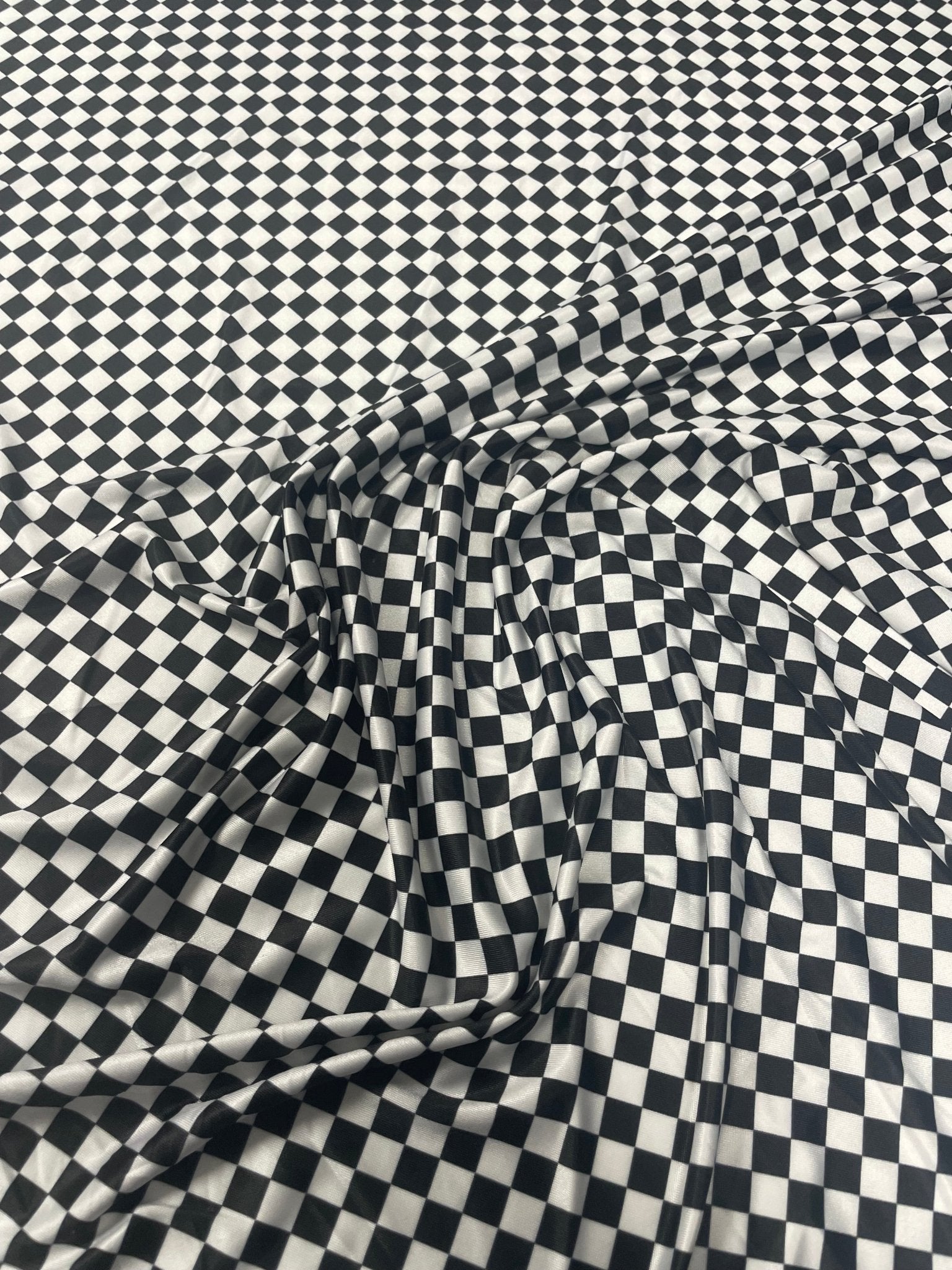 Black & White Checkered Lycra Stretch Fabric by the Metre – Whotex ...