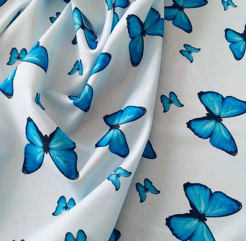 Baby Blue Butterfly Fabric – Multiple Fabric Options, Sold by Metre ...
