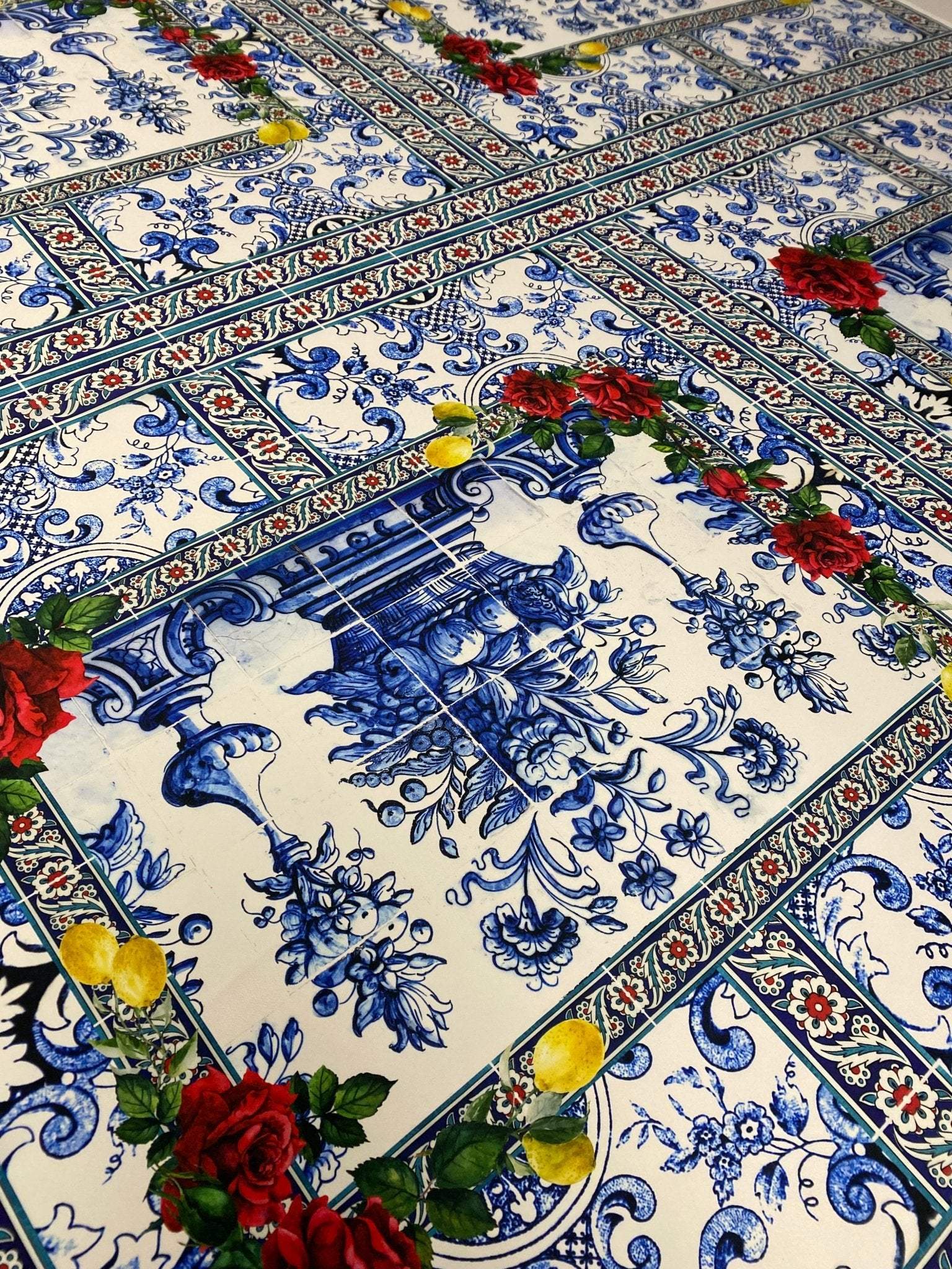 Majolica Mosaic Pattern Italian Tile Fabric – Custom Printed Fabric on ...
