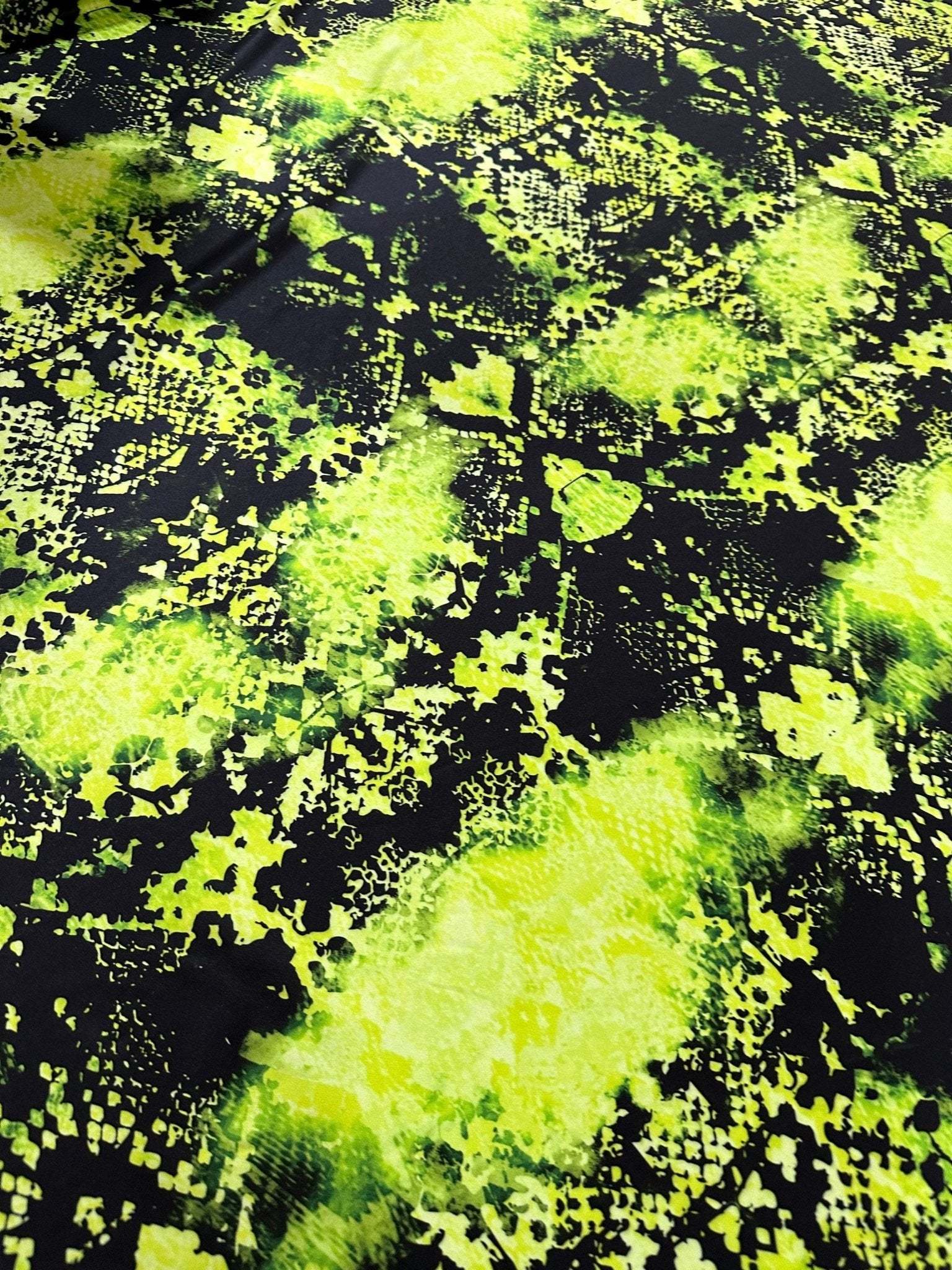 Neon Green Lycra Stretch Fabric – Custom Printed Fabric on Satin, Crepe ...